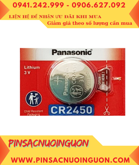 PANASONIC CR2450; Pin nuôi nguồn Panasonic CR2450 Lithium 3v chính hãng, Xuất xứ Indonesia